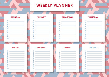 Weekly planner stripe pink vertical Royalty Free Vector