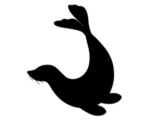 Black silhouette cute seal cartoon animal design Vector Image