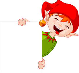 Cute christmas elf cartoon pointing Royalty Free Vector