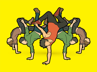 Group of people dancing street dance action Vector Image