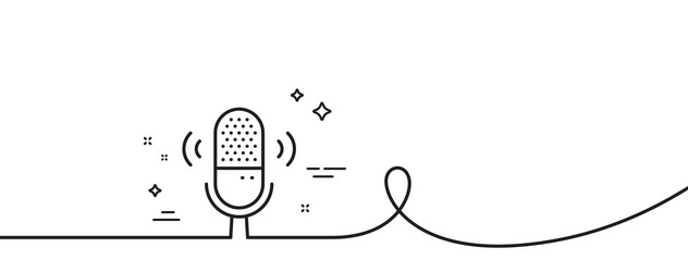 Microphone line icon studio mic sign continuous Vector Image