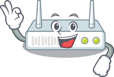 Successful router is installed in cartoon wall Vector Image