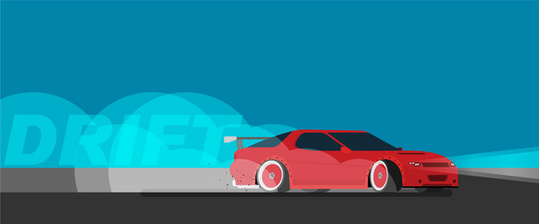Race car drifting flat banner Royalty Free Vector Image