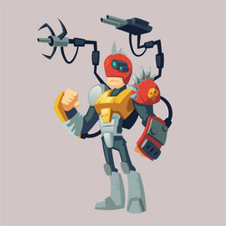 Robot guard human armor Royalty Free Vector Image