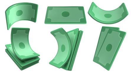 Money 3d render of realistic icon of paper Vector Image