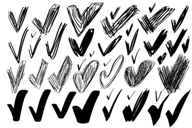 Sketched check marks tick symbols checkmark signs Vector Image