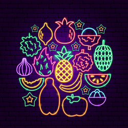 Fruit neon concept Royalty Free Vector Image - VectorStock
