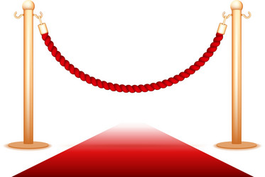 Golden barricade with red rope - barrier vip Vector Image