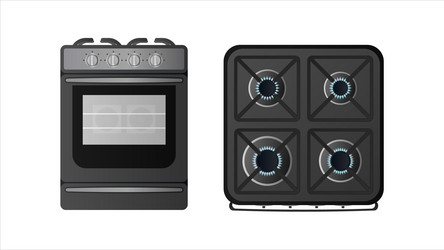 Black kitchen stove with top view included gas Vector Image