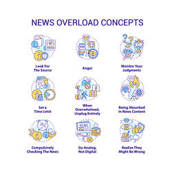 News overload red concept icons set Royalty Free Vector