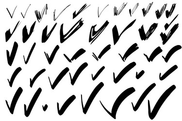 Sketched check marks tick symbols checkmark signs Vector Image