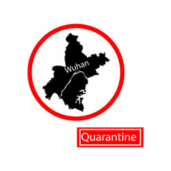 Wuhan city map in china sign on a black Royalty Free Vector