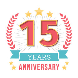 15 year ribbon anniversary Royalty Free Vector Image