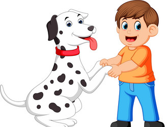A boy running with dog Royalty Free Vector Image
