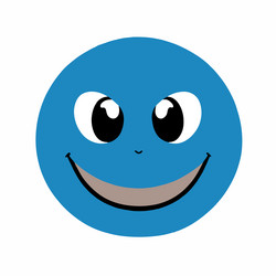 Blue emoji face emoticon icon on white background Vector Image