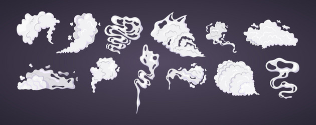 Comic smoke cloud set smoking cartoon steam Vector Image