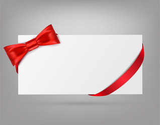 Beautiful card red ribbon around blank white Vector Image