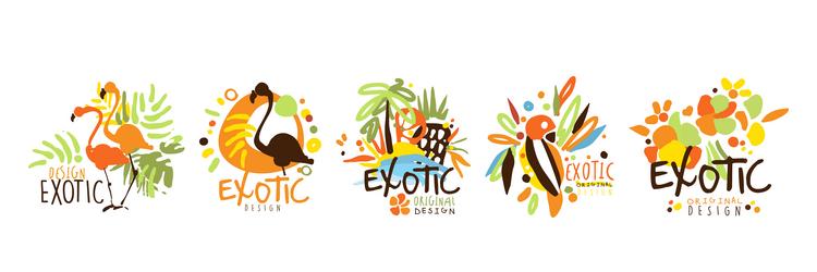 Exotic original design label and logo set Vector Image