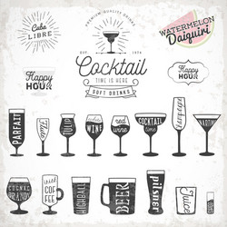 Typographical drinks design elements on chalkboard