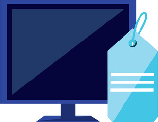 Computer monitor with tag commercial Royalty Free Vector