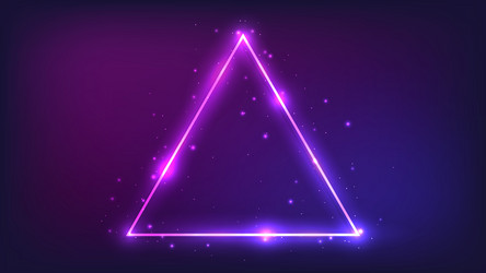 Neon rounded triangle frame with shining effects Vector Image