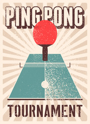 Ping pong table tennis grunge style poster design Vector Image