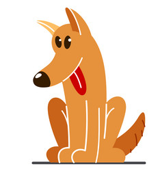 Funny cartoon dog sitting near his bowl satiated Vector Image