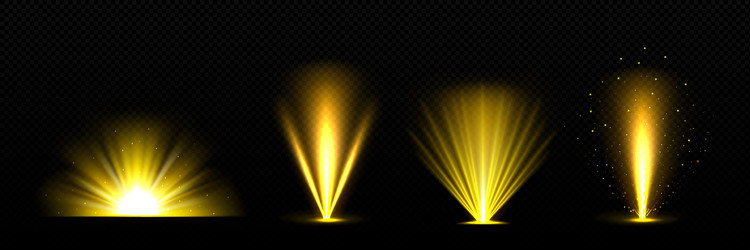 Spotlights isolated gold light beams and rays Vector Image