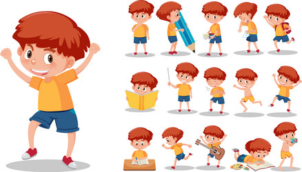 Isometric set girl and boy in different poses Vector Image