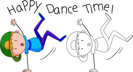 Street dance b boys dancing action outline Vector Image
