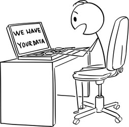 Cartoon man working and typing on laptop Vector Image