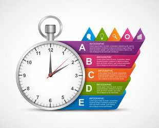 Infographics design template clock with colored Vector Image