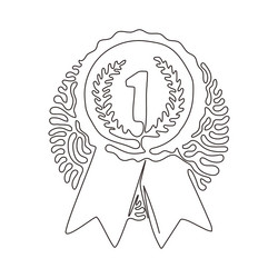 Single one line drawing gold medal winner award Vector Image