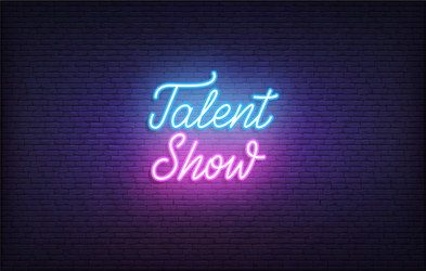Talent show neon sign glowing lettering Royalty Free Vector