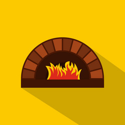 Pizza oven with fire icon simple style Royalty Free Vector