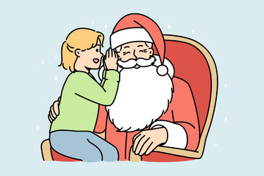 Child whispering in santa claus ear Royalty Free Vector