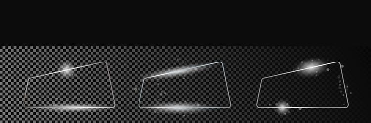 Silver glowing rounded trapezoid shape frame Vector Image