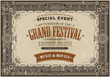 Vintage festival poster Royalty Free Vector Image