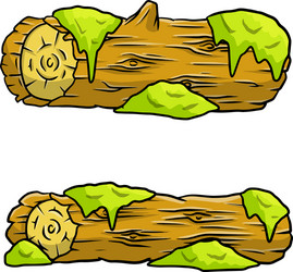 Brown log with green moss Royalty Free Vector Image