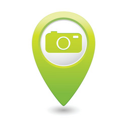 Photo camera map pin icon Royalty Free Vector Image