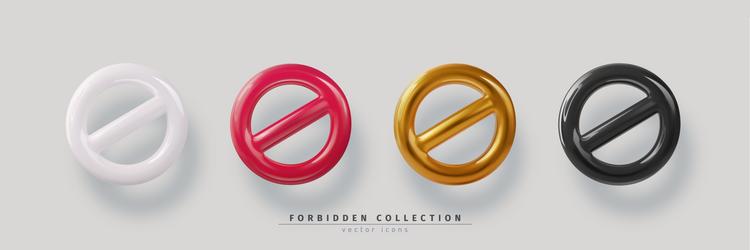 Colorful prohibition or restriction red signs 3d Vector Image