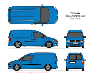 Vw caddy cargo maxi blue van 2020 Royalty Free Vector Image