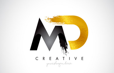 Md letter design with brush stroke and modern 3d Vector Image