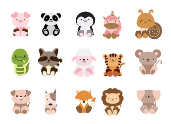 Set cute animals Royalty Free Vector Image - VectorStock