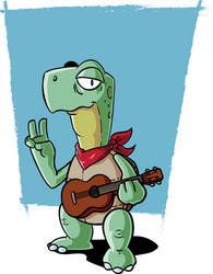 Turtle character with dumbbell weights pose Vector Image