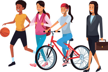 Woman daily routine Royalty Free Vector Image - VectorStock