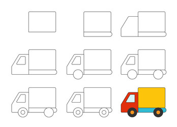 Worksheet easy guide to drawing cartoon truck Vector Image