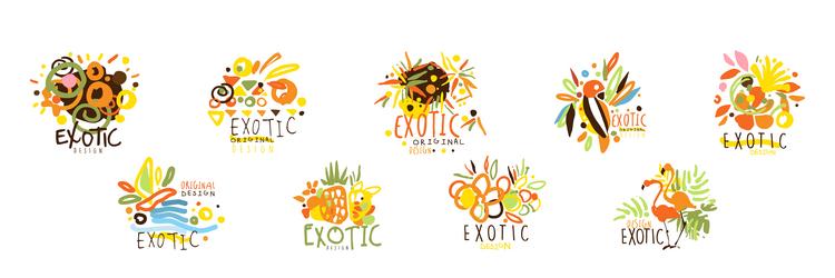 Exotic original design label and logo set Vector Image