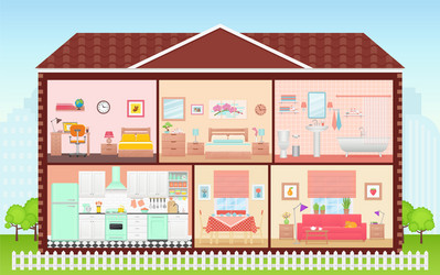 Flat design of house interior Royalty Free Vector Image