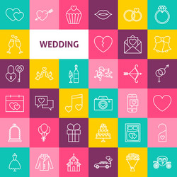 Wedding color icons on pink background Royalty Free Vector